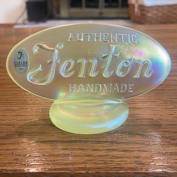 Fenton | Art | Fenton Oval Logo Dealer Display Sign Topaz Opalescent ...